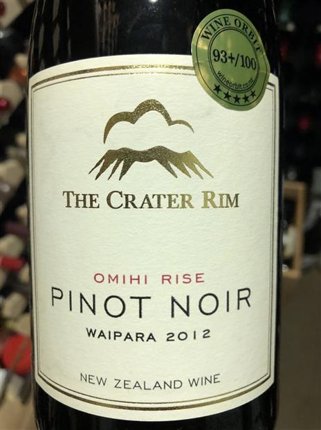 2016 The Crater Rim Pinot Noir Omihi Rise, New Zealand, South Island ...