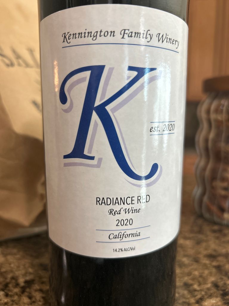 2020 Kennington Family Winery Radiance Red, USA, California - CellarTracker
