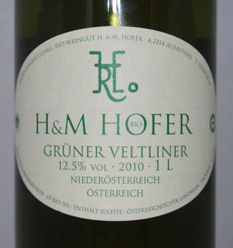 2010 Bio-Weingut H. u. M. Hofer Grüner Veltliner trocken, Austria ...