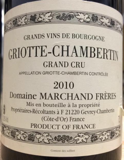 2012 Domaine Marchand Freres Griotte-Chambertin, France, Burgundy, Côte ...