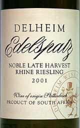 2001 Delheim Riesling Edelspatz Noble Late Harvest, South Africa ...