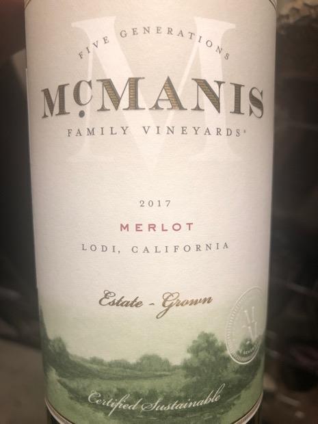 2017 McManis Family Vineyards Merlot, USA, California - CellarTracker