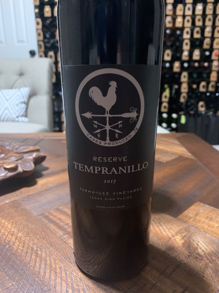 2017 West Texas Farmhouse Vineyards Tempranillo Reserve Farmhouse ...