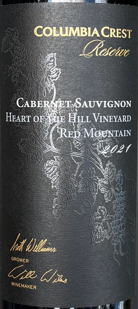 2021 Columbia Crest Cabernet Sauvignon Reserve Heart of the Hill, USA ...
