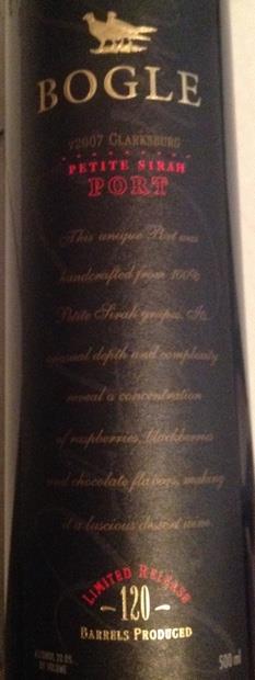 2007 Bogle Vineyards Petite Sirah Port, USA, California, Central Valley ...