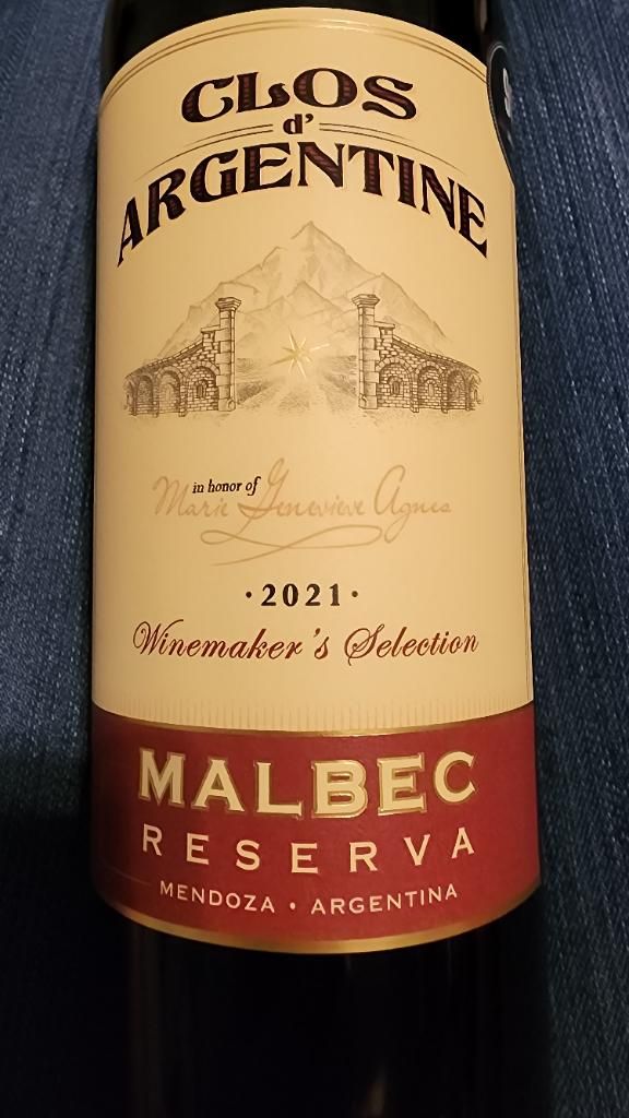 2021 Clos d'Argentine Malbec Winemaker's Selection Reserva, Argentina ...