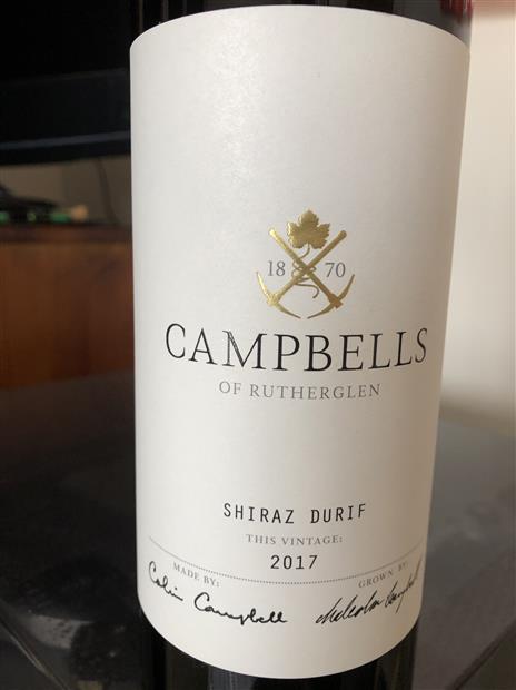 2017 Campbells Shiraz Durif, Australia, Victoria, North East ...