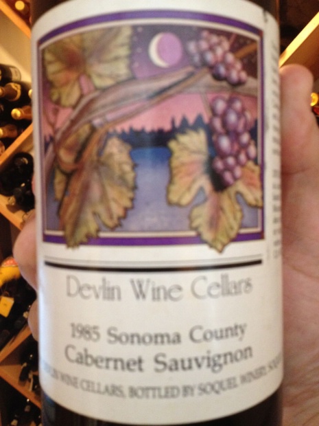 1985 Devlin Wine Cellars Cabernet Sauvignon, USA, California, Sonoma ...
