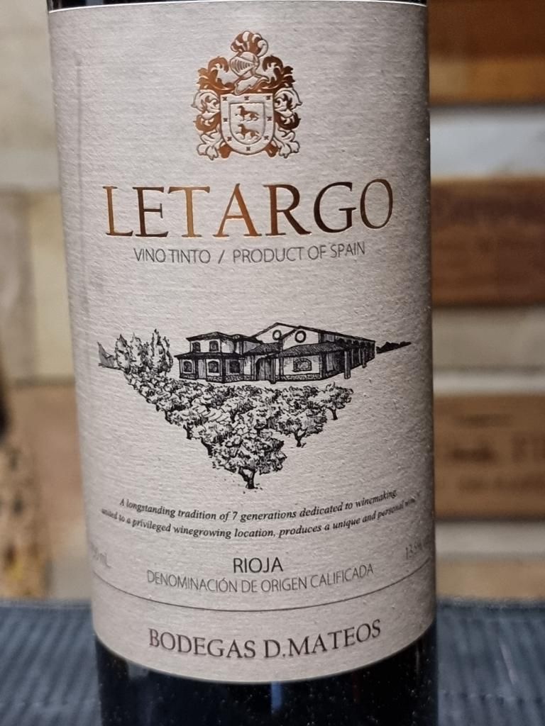 2020 D Mateos Tempranillo Rioja Letargo Crianza Vendimia Seleccionada ...