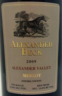 2009 Alexander Beck Merlot, USA, California, Sonoma County, Alexander ...