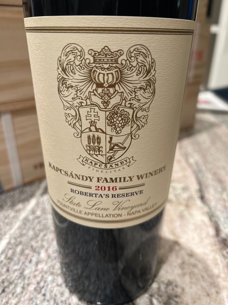 2016 Kapcsándy Family Winery Roberta's Reserve State Lane Vineyard, USA ...