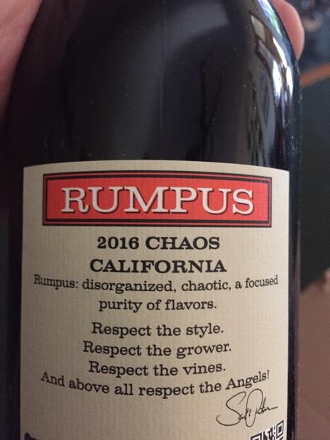2016 Rumpus CHAOS, USA, California - CellarTracker