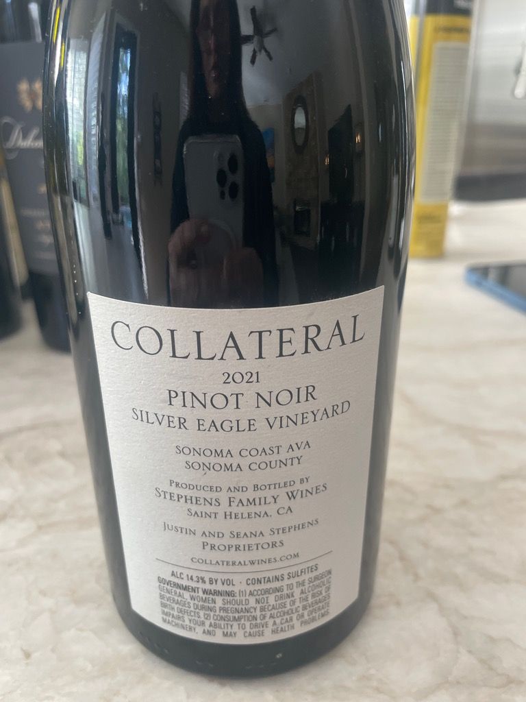 2021 D.R. Stephens Pinot Noir Collateral Silver Eagle Vineyard Sonoma Coast, USA, California ...