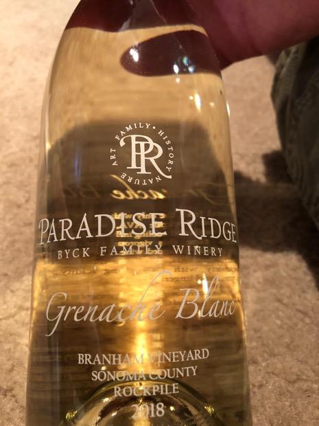 2018 Paradise Ridge Grenache Blanc Branham Vineyard, USA, California ...