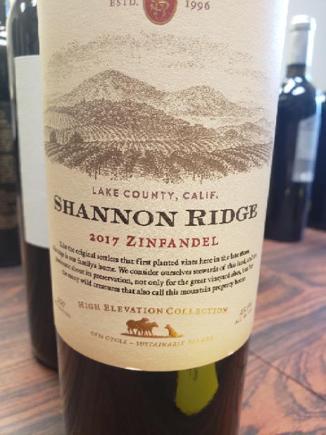 2018 Shannon Ridge Vineyard Zinfandel High Elevation Collection, USA ...