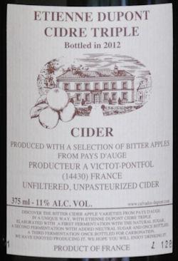 2013 Etienne Dupont Cidre Triple, France, Normandy, Cidre Pays d'Auge ...