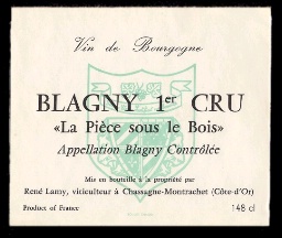 1990 Domaine Lamy-Pillot Blagny 1er Cru La Pièce-sous-le-Bois Rouge ...