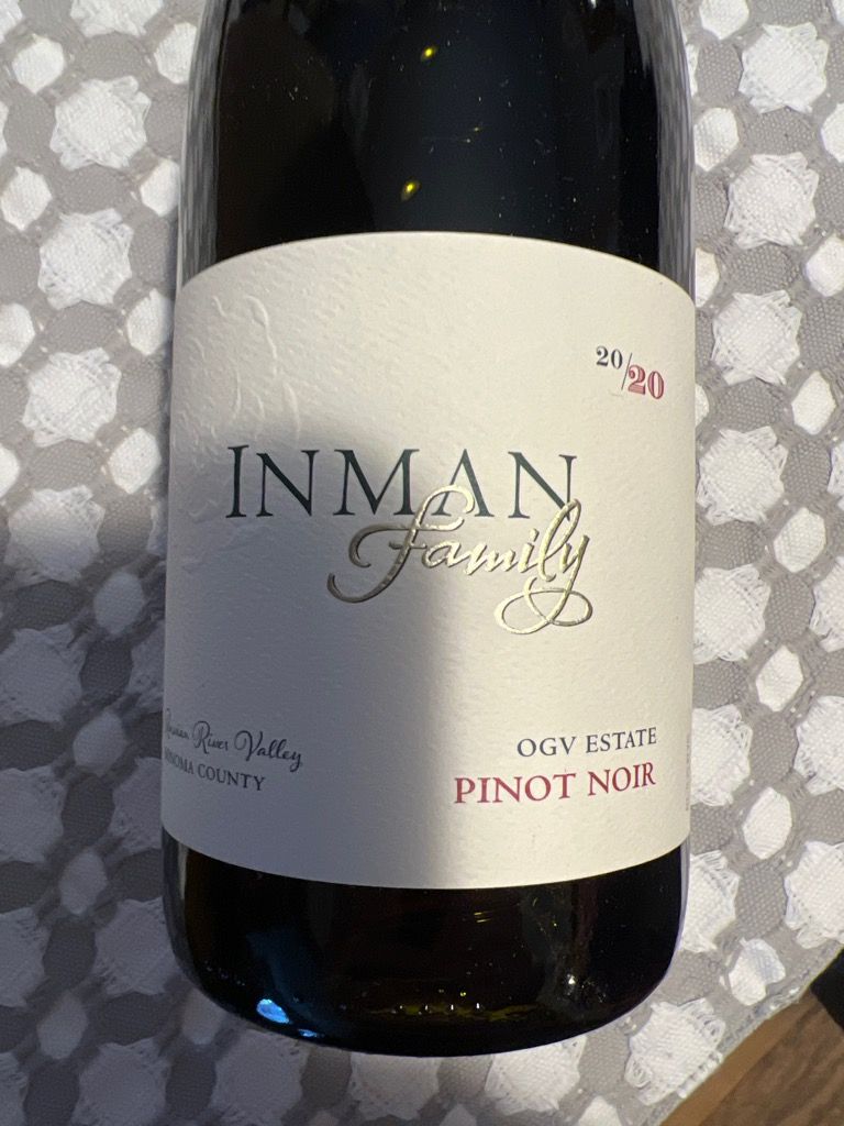 2020 Inman Family Pinot Noir OGV Estate, USA, California, Sonoma County ...