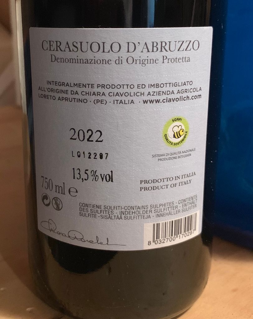 2022 Ciavolich Cerasuolo d'Abruzzo, Italy, Abruzzi, Cerasuolo d'Abruzzo ...