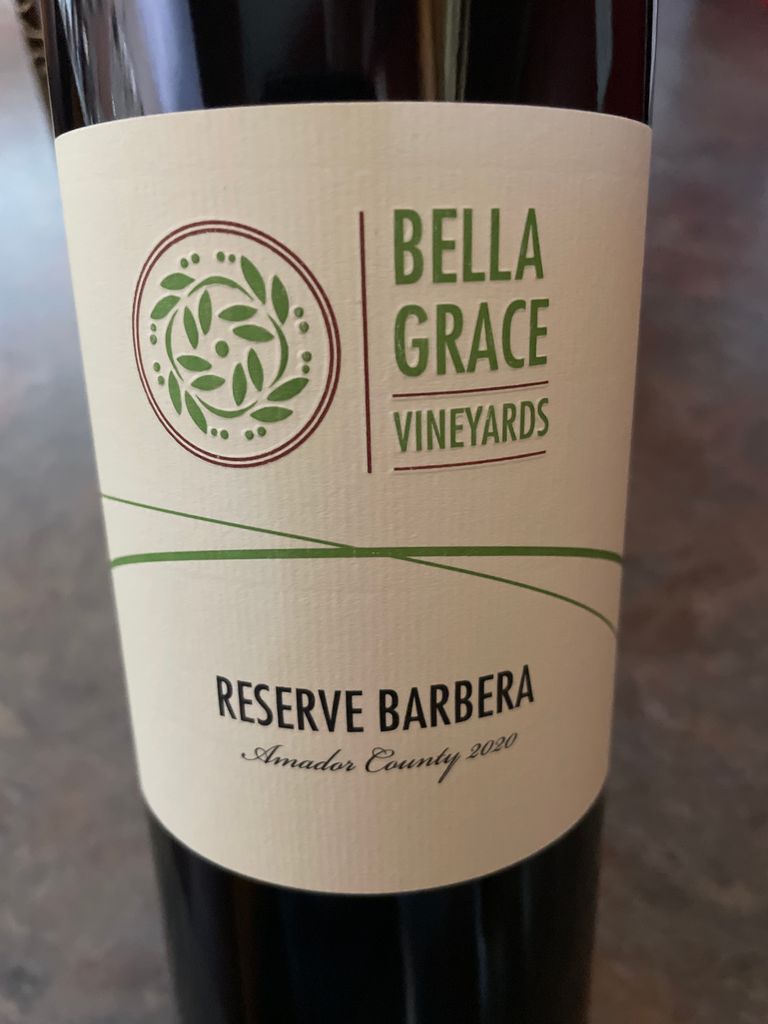 2020 Bella Grace Barbera Reserve, USA, California, Sierra Foothills ...
