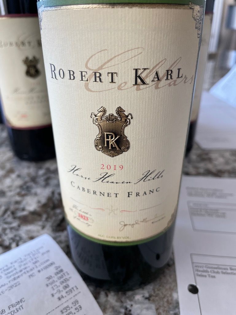 2019 Robert Karl Cellars Cabernet Franc, USA, Washington, Columbia ...