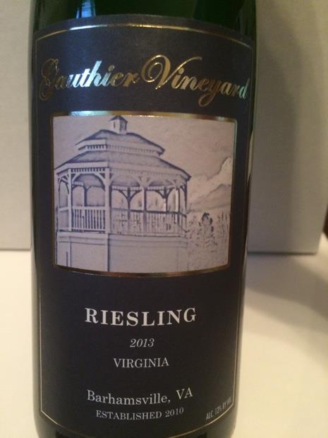 2013 Gauthier Vineyard Riesling, USA, Virginia - CellarTracker