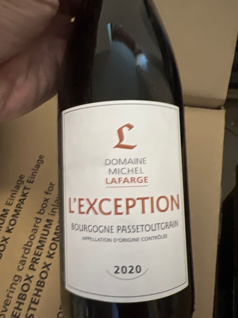 2020 Domaine Michel Lafarge Bourgogne Passetoutgrains L'Exception ...