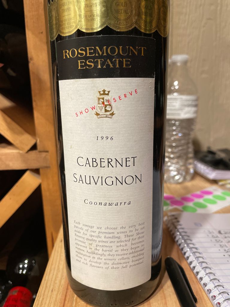 1996 Rosemount Estate Cabernet Sauvignon Show Reserve, Australia, South ...