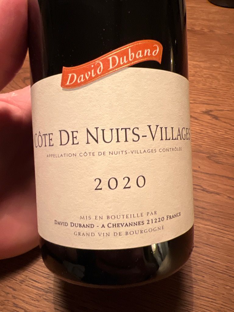 2020 David Duband Côte de Nuits Villages, France, Burgundy, Côte de ...