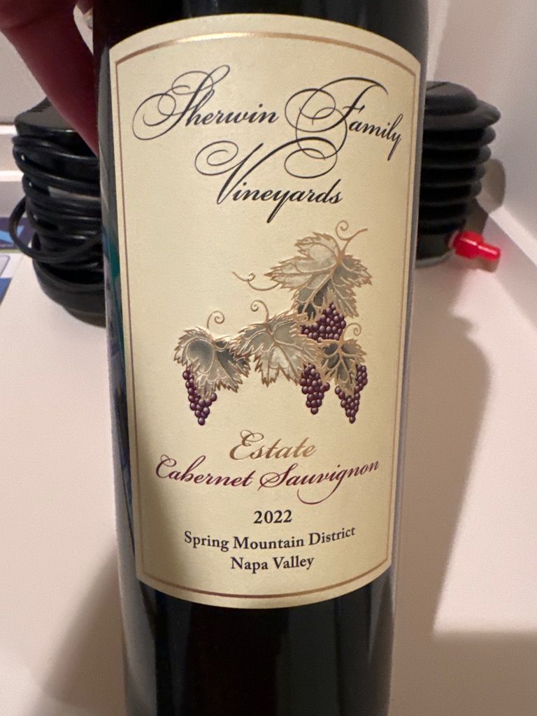 2022 Sherwin Family Vineyards Cabernet Sauvignon Estate Spring Mountain ...