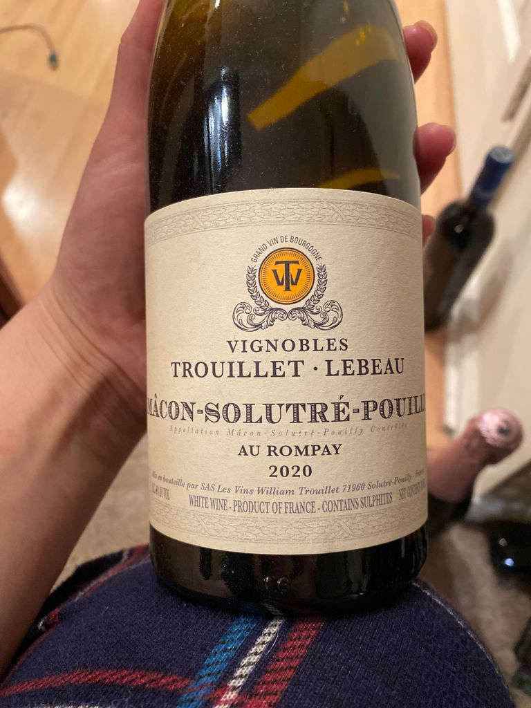 2020 Trouillet-Lebeau Mâcon Solutré-Pouilly Au Rompay, France, Burgundy ...