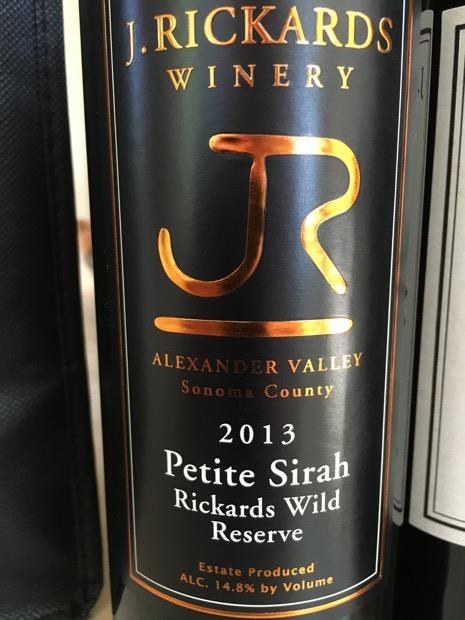 2014 J. Rickards Petite Sirah Rickards Wild Reserve, USA, California ...