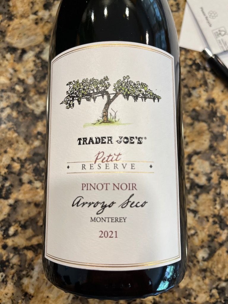 2021 Trader Joe's Pinot Noir Petit Reserve, USA, California, Central ...