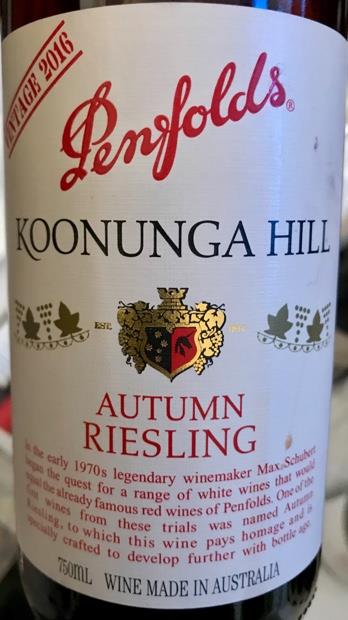 2018 Penfolds Riesling Autumn Riesling Koonunga Hill - CellarTracker