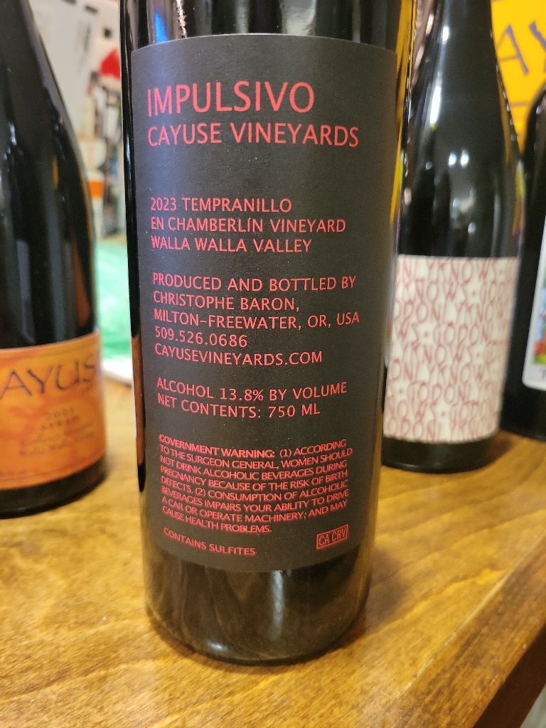 2023 Cayuse Tempranillo Impulsivo En Chamberlin Vineyard, USA, Washington, Columbia Valley ...