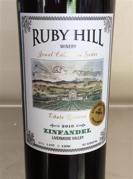 2011 Ruby Hill Winery Zinfandel Estate Reserve Jewel Collection, USA ...