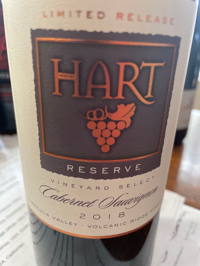 2018 Hart Winery Cabernet Sauvignon Volcanic Ridge Vineyard, USA ...