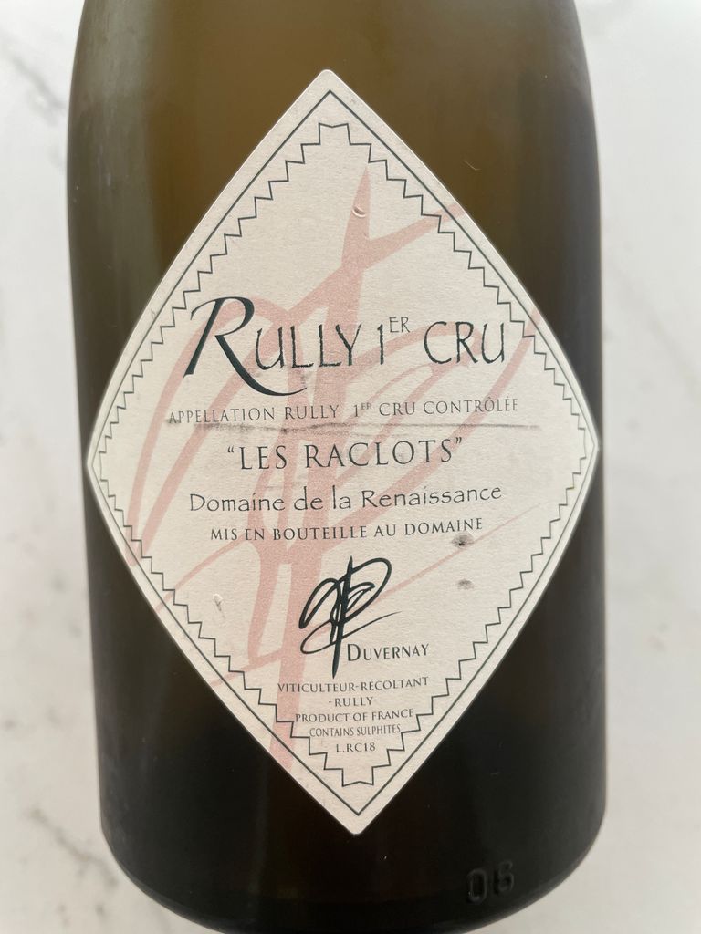 2017 Domaine de la Renaissance Rully 1er Cru Les Raclots, France ...