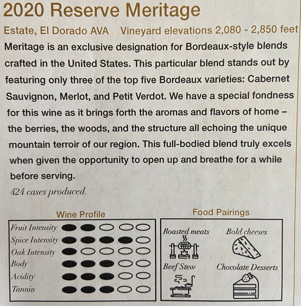 2020 Boeger Winery Meritage Reserve, USA, California, Sierra Foothills ...