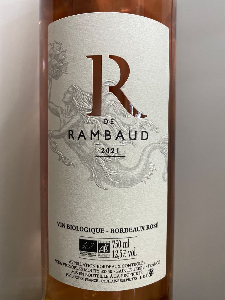 2021 Vignobles Daniel Mouty Bordeaux Rosé R de Rambaud, France ...
