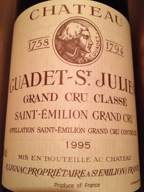 1995 Château Guadet-St. Julien, France, Bordeaux, Libournais, St. Émilion Grand Cru - CellarTracker
