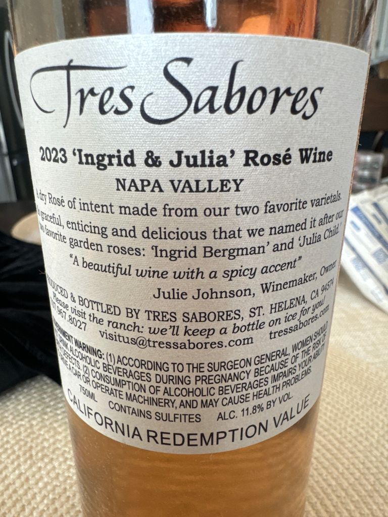 2024 Tres Sabores Ingrid & Julia Rosé, USA, California, Napa Valley ...