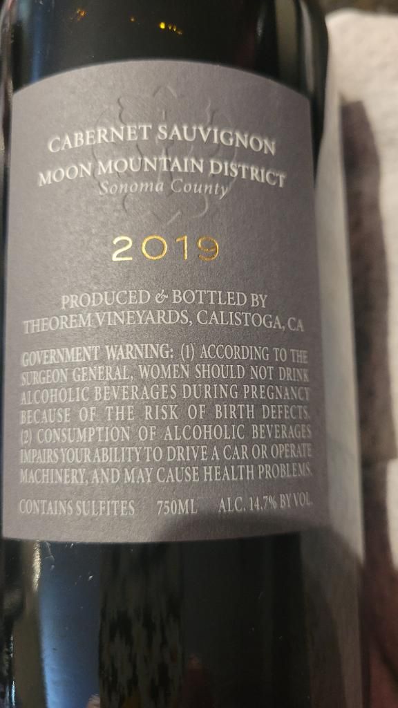 2019 Theorem Vineyards Cabernet Sauvignon, USA, California, Napa Valley ...