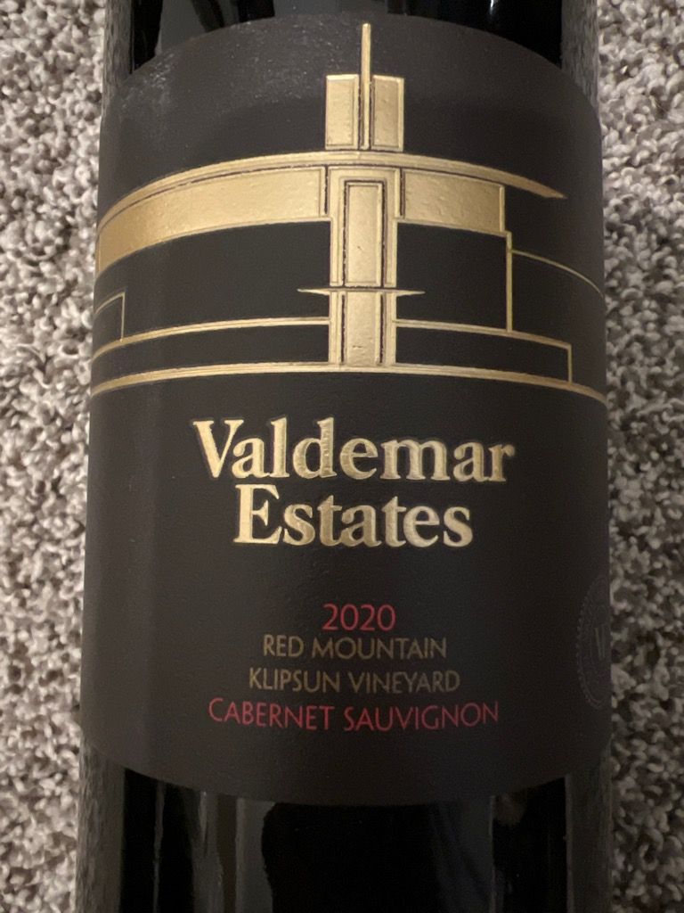 2020 Valdemar Estates Cabernet Sauvignon Klipsun Vineyard Red Mountain ...