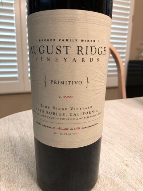 2014 August Ridge Primitivo, USA, California, Central Coast, Paso ...