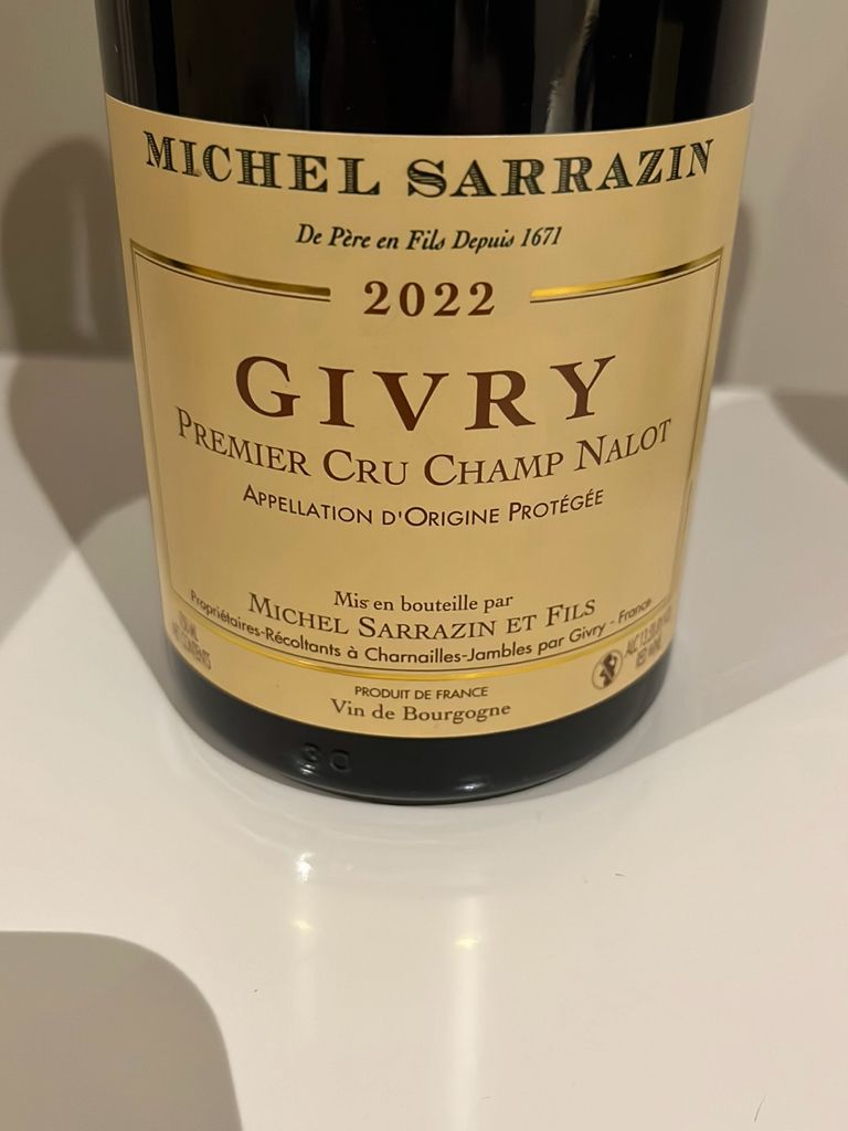 2022 Michel Sarrazin et Fils Givry 1er Cru Champ Nalot, France, Burgundy, Côte Chalonnaise ...