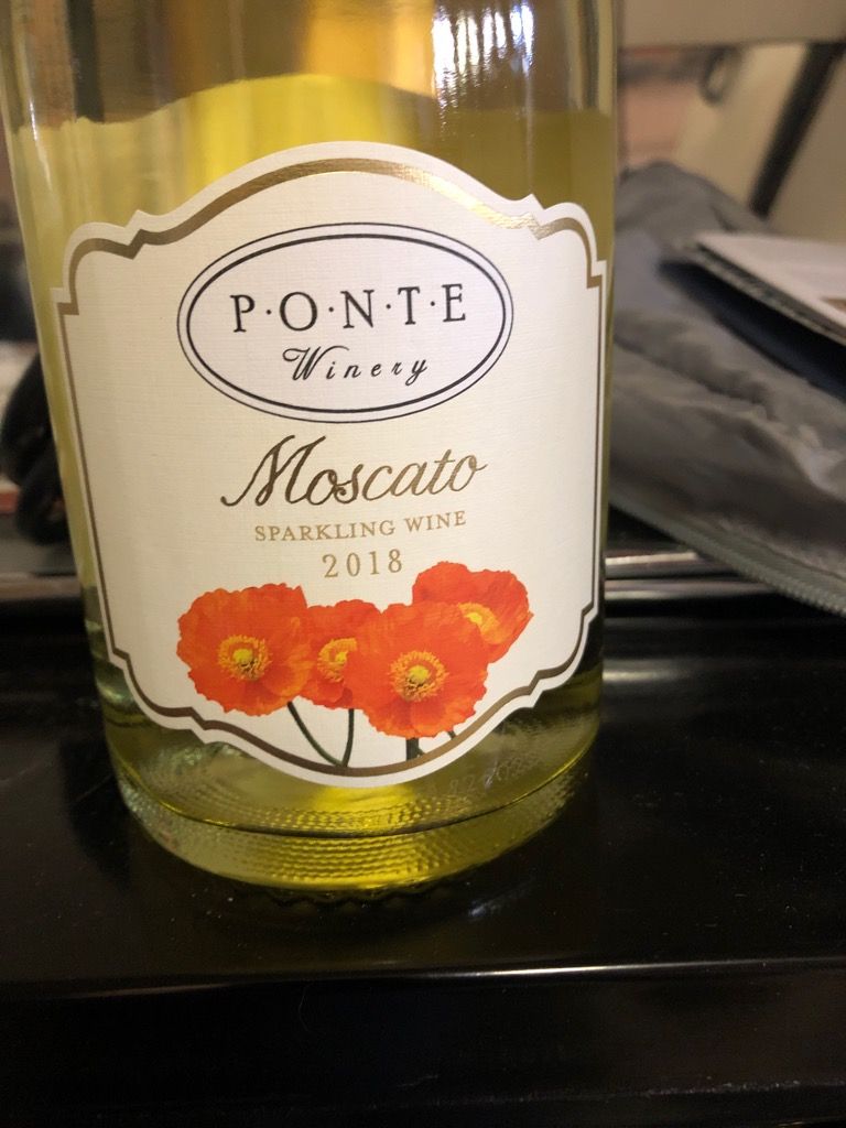 2018 Ponte Winery Moscato Sparkling Wine, USA, California, South Coast ...