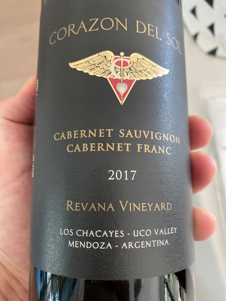 2018 Corazon del Sol 'Cab / Cab' Black Label Revana Vineyard, Argentina ...