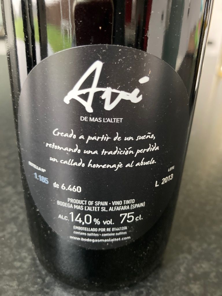 2013 Bodega Mas L'Altet Avi, Spain, Valencia, Alicante - CellarTracker