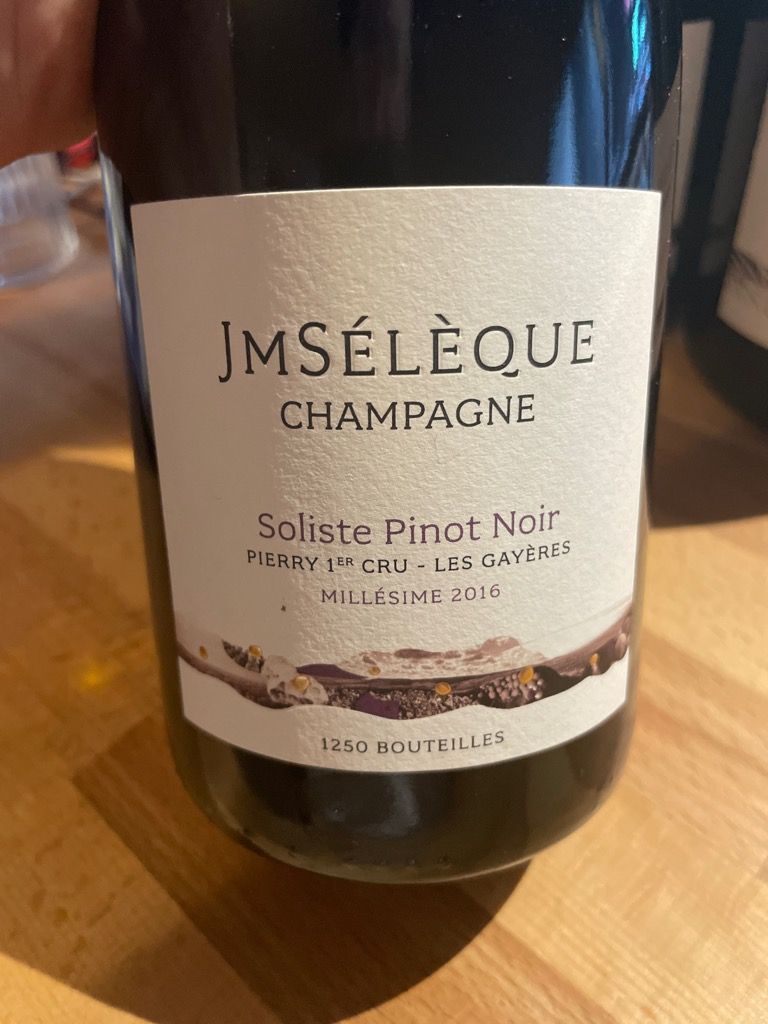 2016 J-M Seleque Champagne Premier Cru Soliste Pinot Noir Pierry Les ...